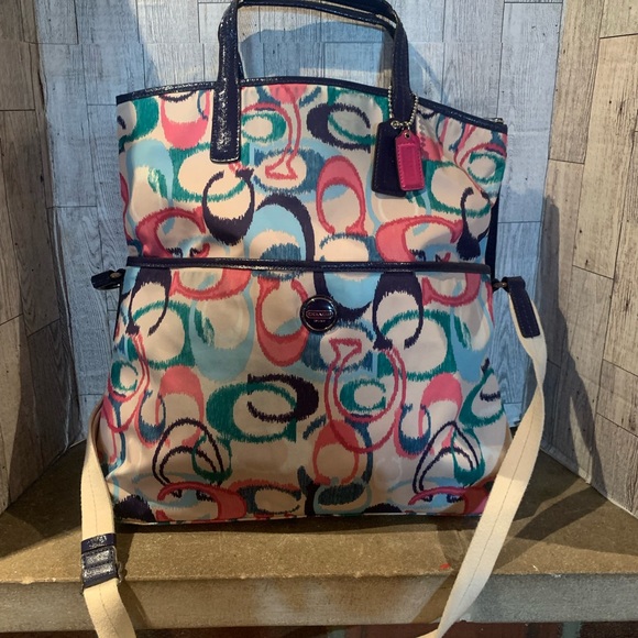 Coach | Bags | Vintage Coach Signature Ikat Scribble Print Foldover ...